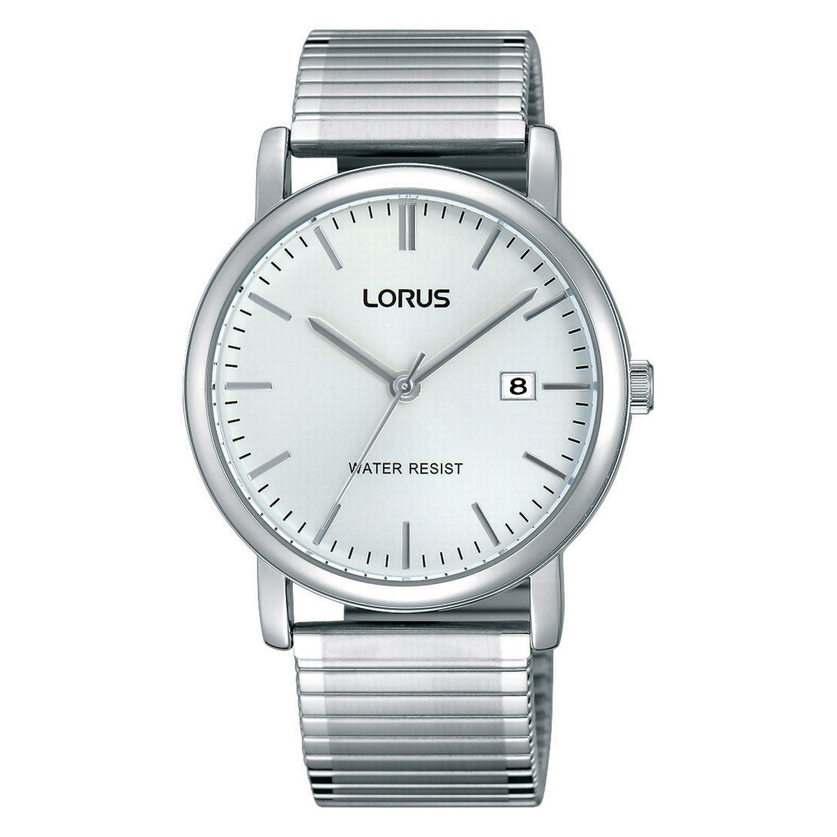 lorus quartz gents stainless steel white dial expander bracelet watch ...